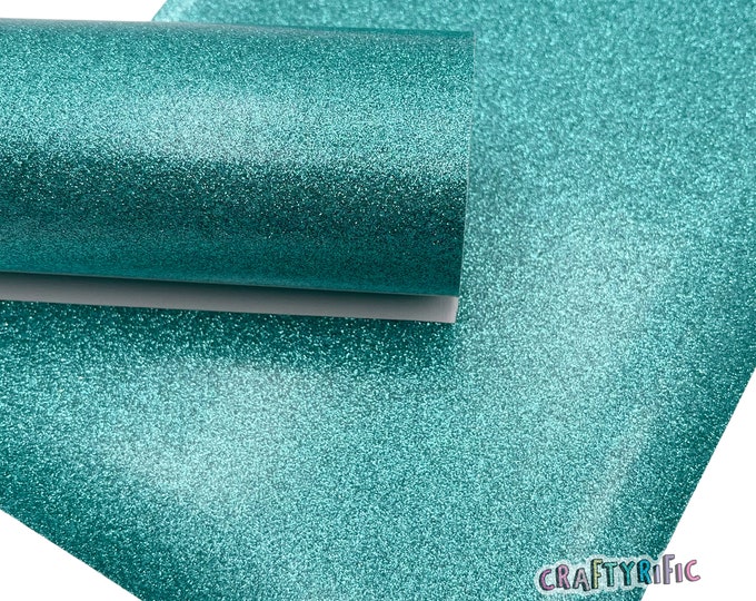 Aqua Blue Glitter Vinyl With Canvas Back for Embroidery, Glitter Sheets ...