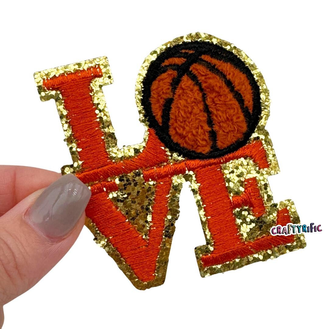 Basketball Patch, Basketball Chenille Patch, Love Basketball Patch, Glitter Patch, Small Hat ...
