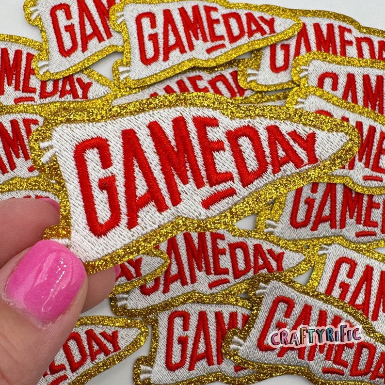 Red Gameday Pennant Patch, Trucker Hat Patch, Football Patch, Game Day ...