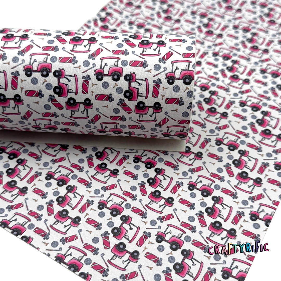 Pink Golf Faux Leather Sheet, Golf Cart, Preppy Pink Golf, Caddie Bag ...