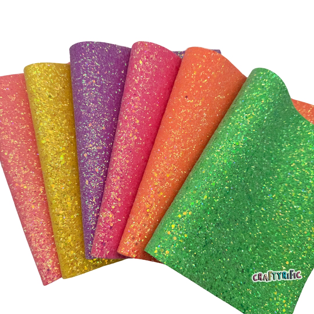 Neon Premium Chunky Glitter Fabric, Glitter Canvas Sheets, Glitter Faux ...