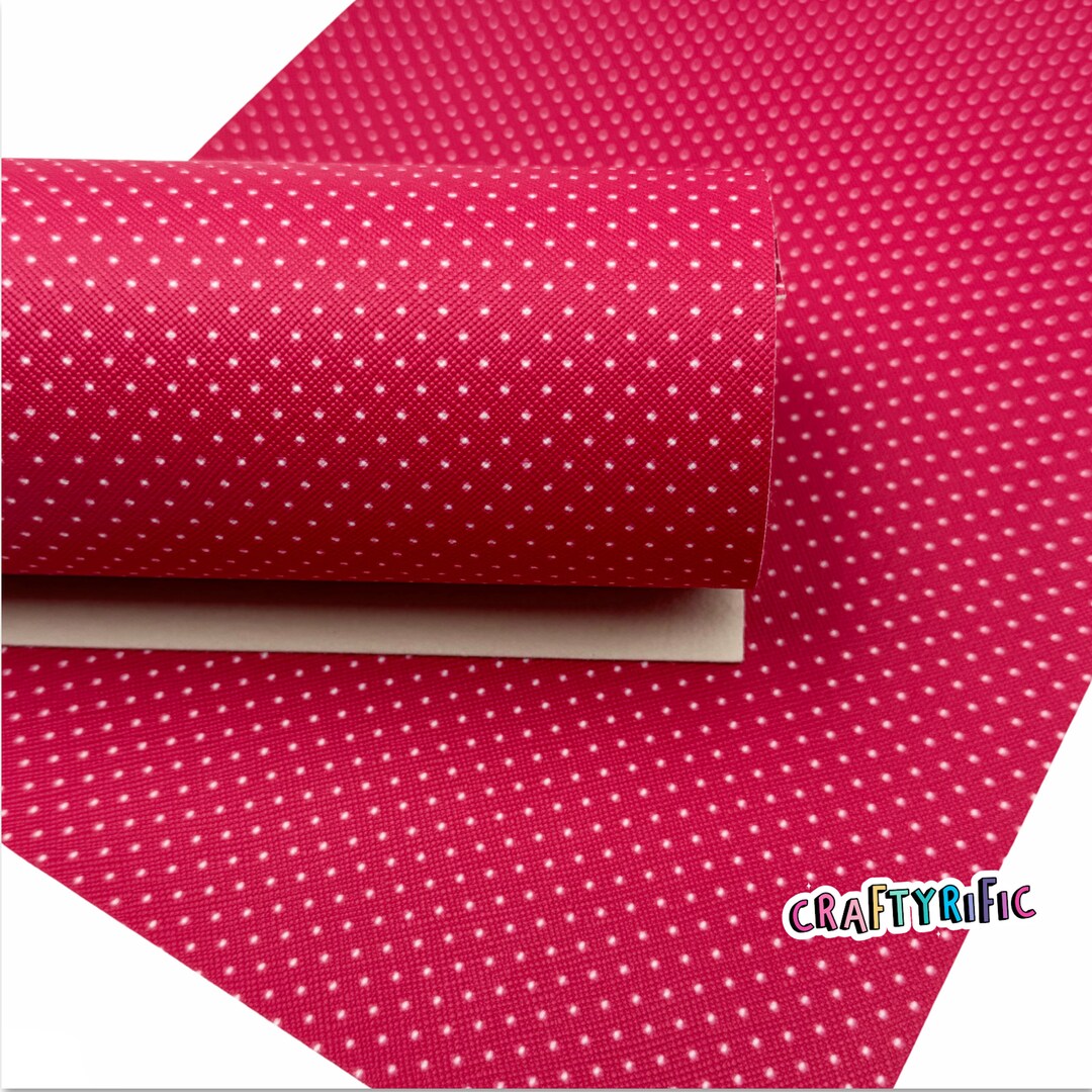 HOT PINK Small Polka Dot Faux Leather Sheets, Faux Leather, Printed ...