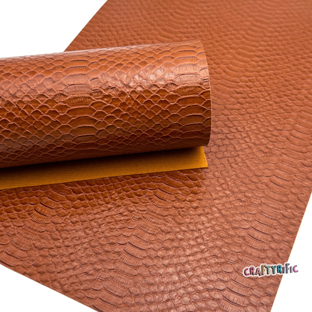 Toffee Snake Pattern Faux Leather Sheet, Textured Faux Leather for Bows ...