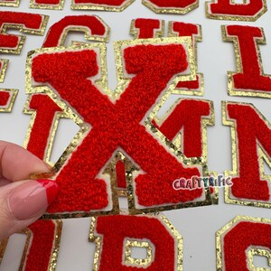 Red and Gold Glitter Chenille Letter Patch - Etsy