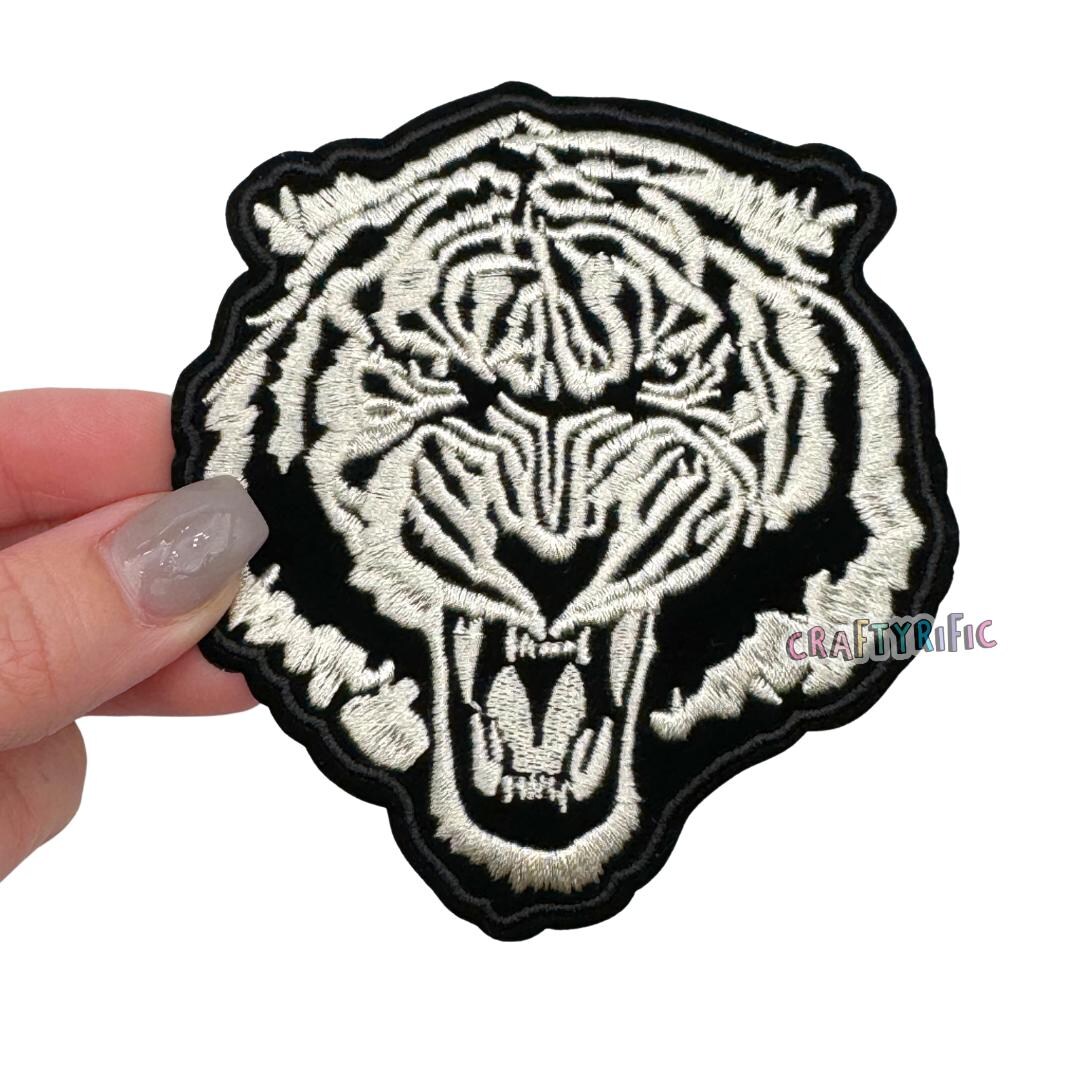 Silver Tiger Patch, Mascot Patch, Preppy Patch, Embroidered Patch, Hat ...