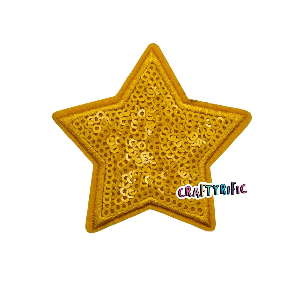 Yellow Star Patch, Sequin Star Patch, 3" Inch Star Patch, Iron on Patch ...