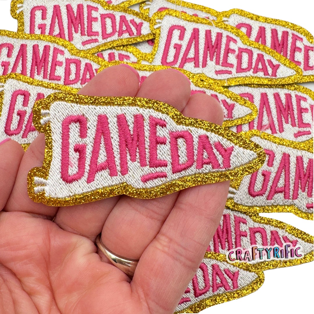 Pink Gameday Pennant Patch, Trucker Hat Patch, Football Patch, Game Day ...