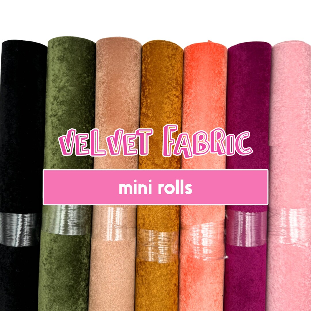 Velvet Fabric Mini Roll 12x26" Inch, Solid Velvet Fabric, Continuous ...