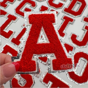 Red and Silver Glitter Chenille Letter Patch - Etsy
