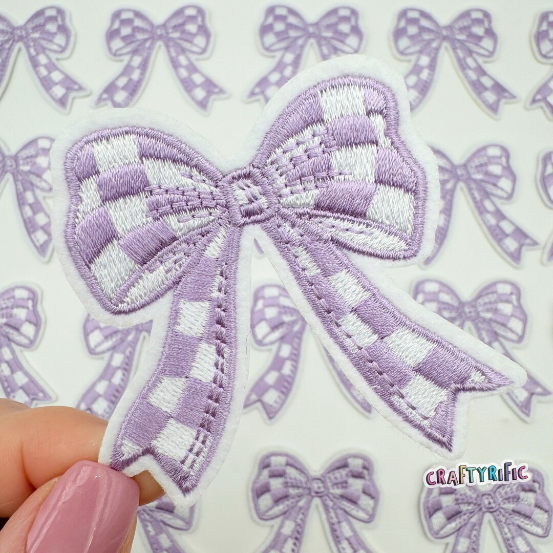 Light Purple Bow Patch, Checkered Bow Patch, Trucker Hat Patches, Cute ...