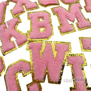 Light Pink and Gold Glitter Chenille Letter Patch - Etsy