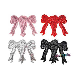 Sequin Side Bow Patch, Iron on Side Bows for Shirts, Sequin Bow Patch, T-shirt Patch, Sold ...