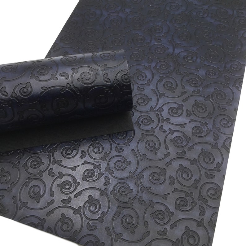 NAVY BLUE EMBOSSED Texture Faux Leather Sheets Leather for | Etsy