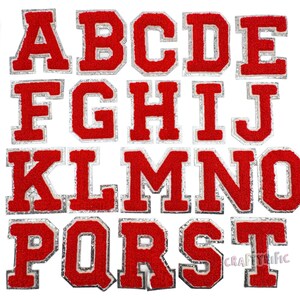 Red and Silver Glitter Chenille Letter Patch - Etsy