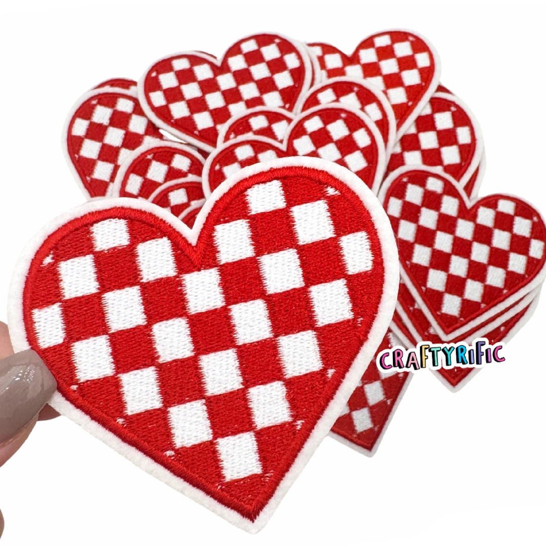 Red Checkered Heart Patch, Trucker Hat Patches, Cute Patch, Trendy ...