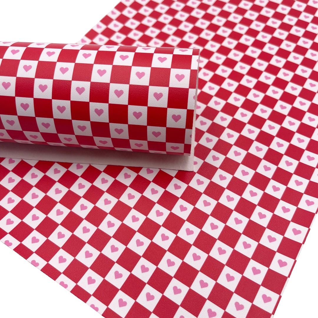 Valentine Day Checkers Smooth Faux Leather Sheets, 8x11 Size, Custom ...
