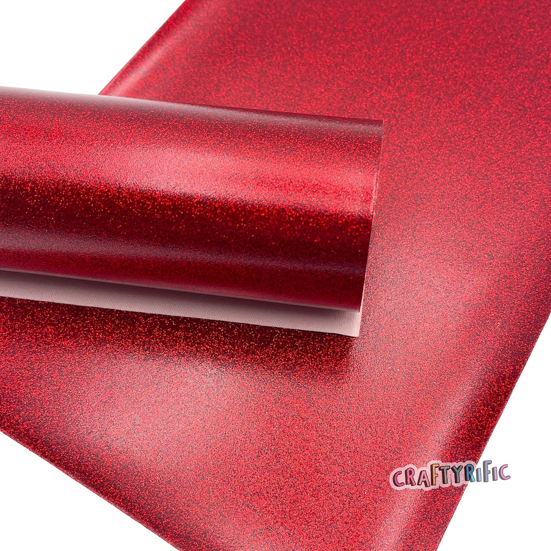Red Glitter Vinyl With Canvas Back for Embroidery, Glitter Sheets ...