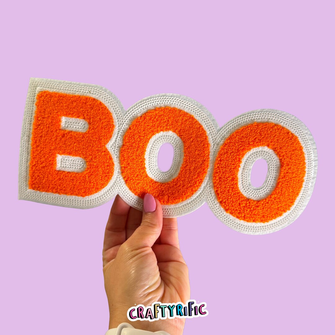 Halloween Boo Patch, Large Patches, Chenille Iron on Patch, T-shirt ...