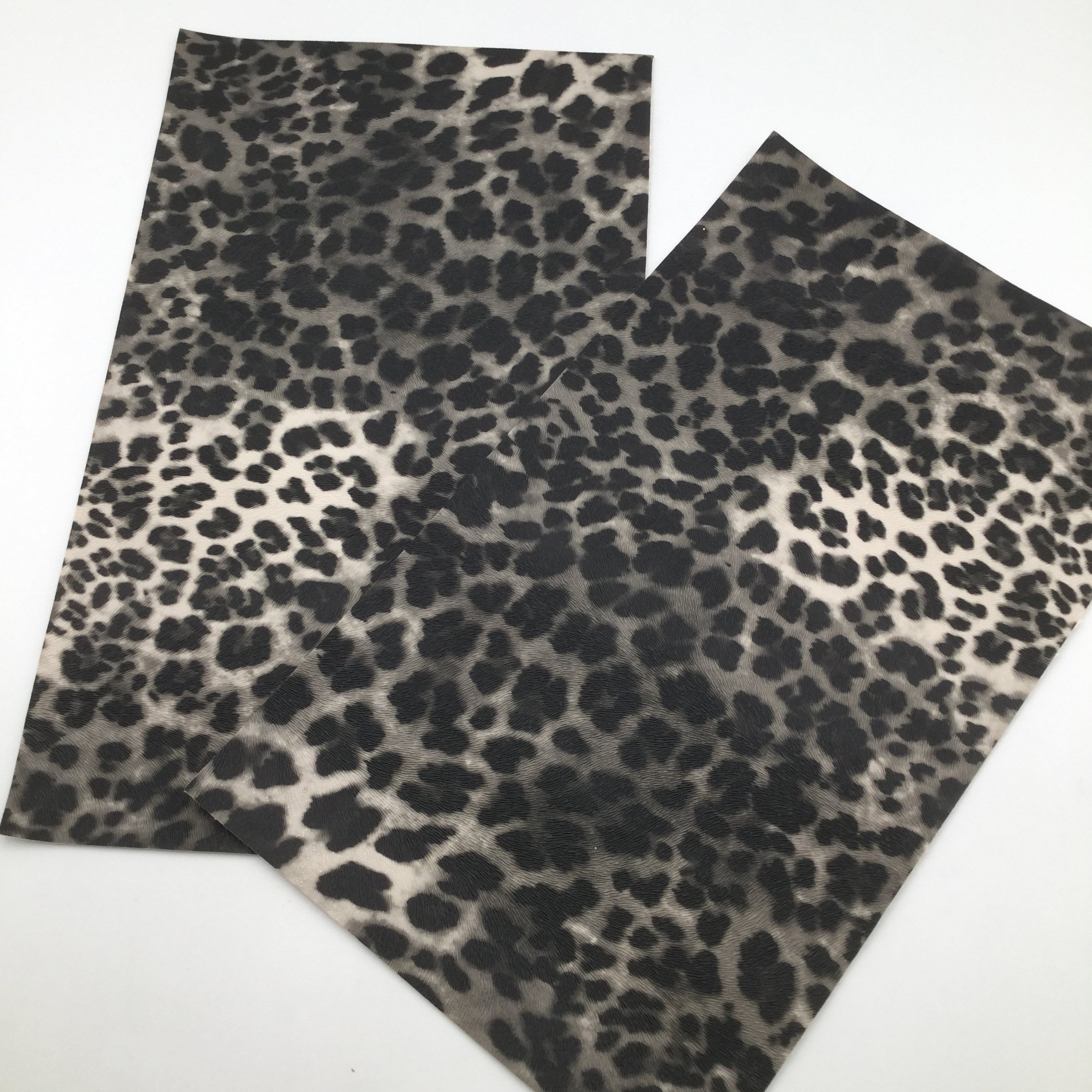 GRAY LEOPARD Print Faux Leather Sheet, Textured Faux Leather, Leopard ...