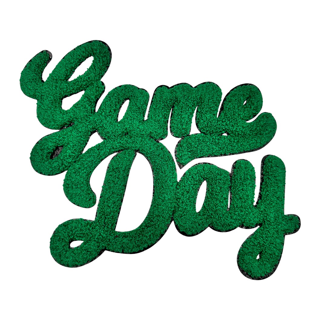 Green Game Day Chenille Patch, Game Day Large Patches, Iron on Patch, T ...