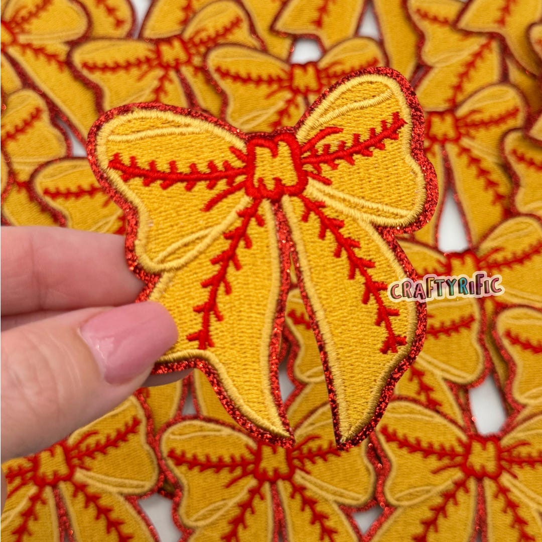 Softball Bow Patch, Bow Patch, Hat Patch, Game Day Patch, Patch for Hat ...