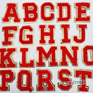 Red and Gold Glitter Chenille Letter Patch - Etsy