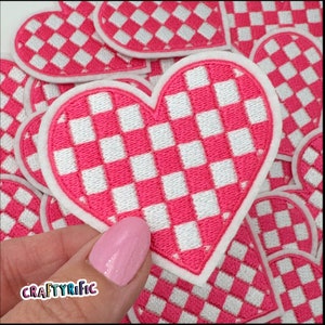 Checkered Pink Heart Patch, Trucker Hat Patches, Cute Patch, Trendy Patch, Girly Patch ...