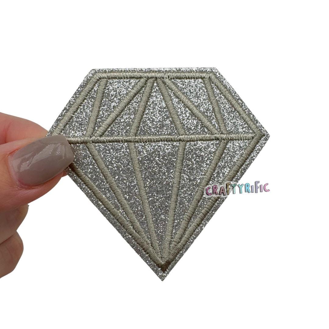 Silver Diamond Glitter Patch, Girly Patch, Preppy Patch, Embroidered ...