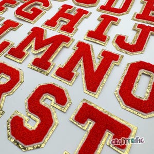 Red and Gold Glitter Chenille Letter Patch - Etsy