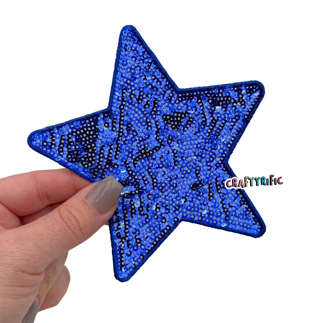 Royal Blue Star Patch, Sequin Star Patch, 5" Inch Star Patch, Iron on Patch, Jacket Patch ...