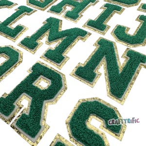 Green and Gold Glitter Chenille Letter Patch - Etsy