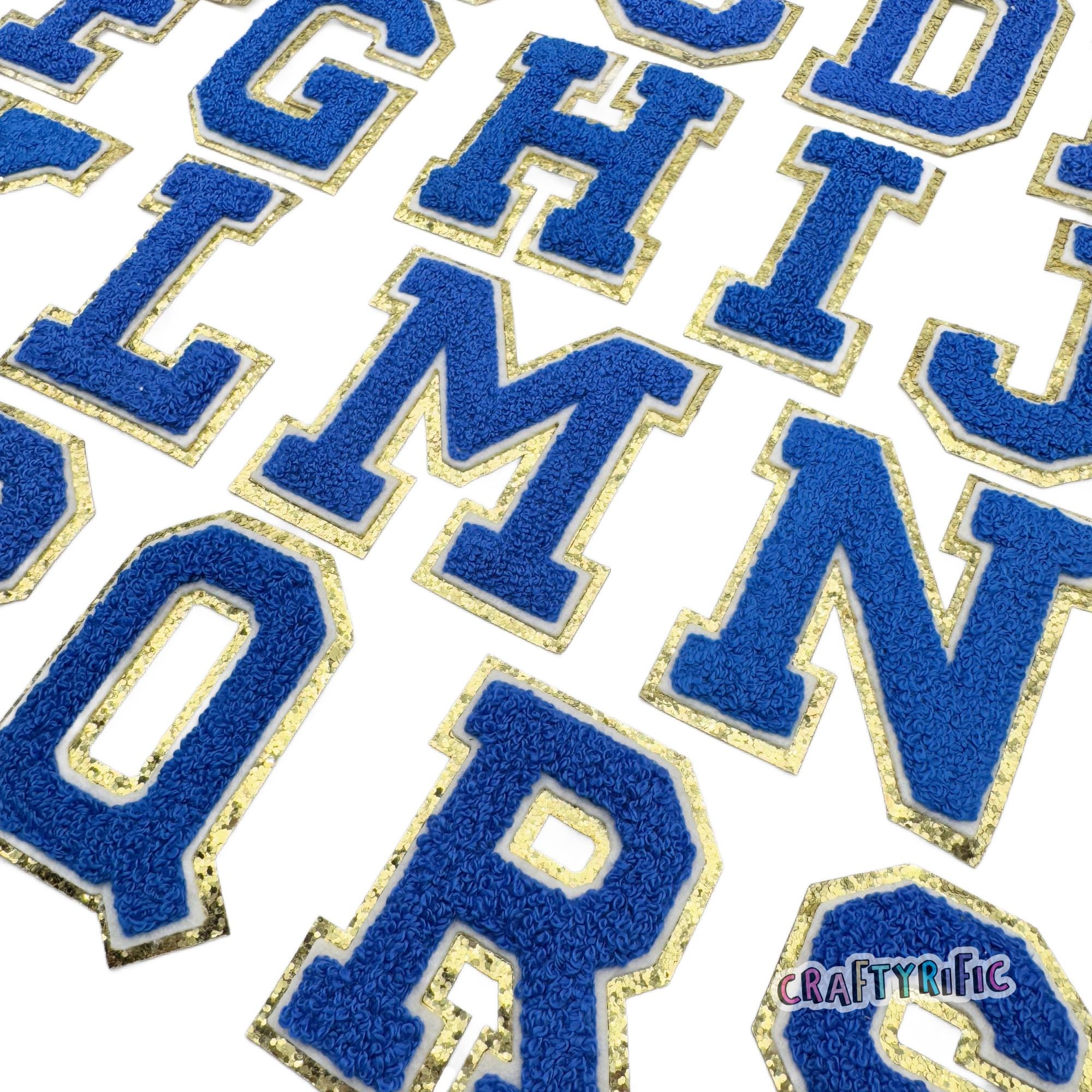 Royal Blue and Gold Glitter Chenille Letter Patch - Etsy