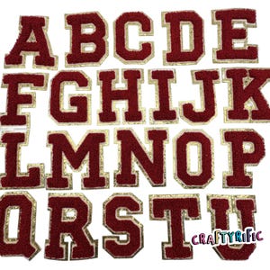 Maroon and Gold Glitter Chenille Letter Patch - Etsy
