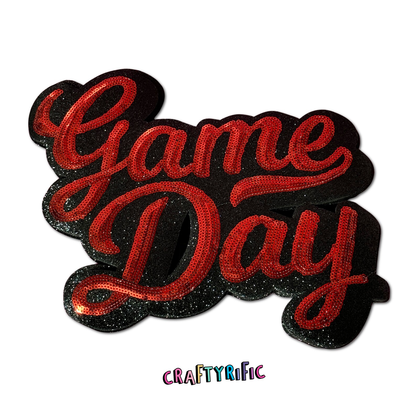Red Game Day Patch, Football Sequin Iron on Patch, Team Spirit Wear, T ...
