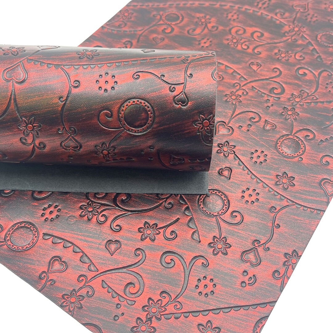 Deep Red Embossed Faux Leather Sheet - Etsy