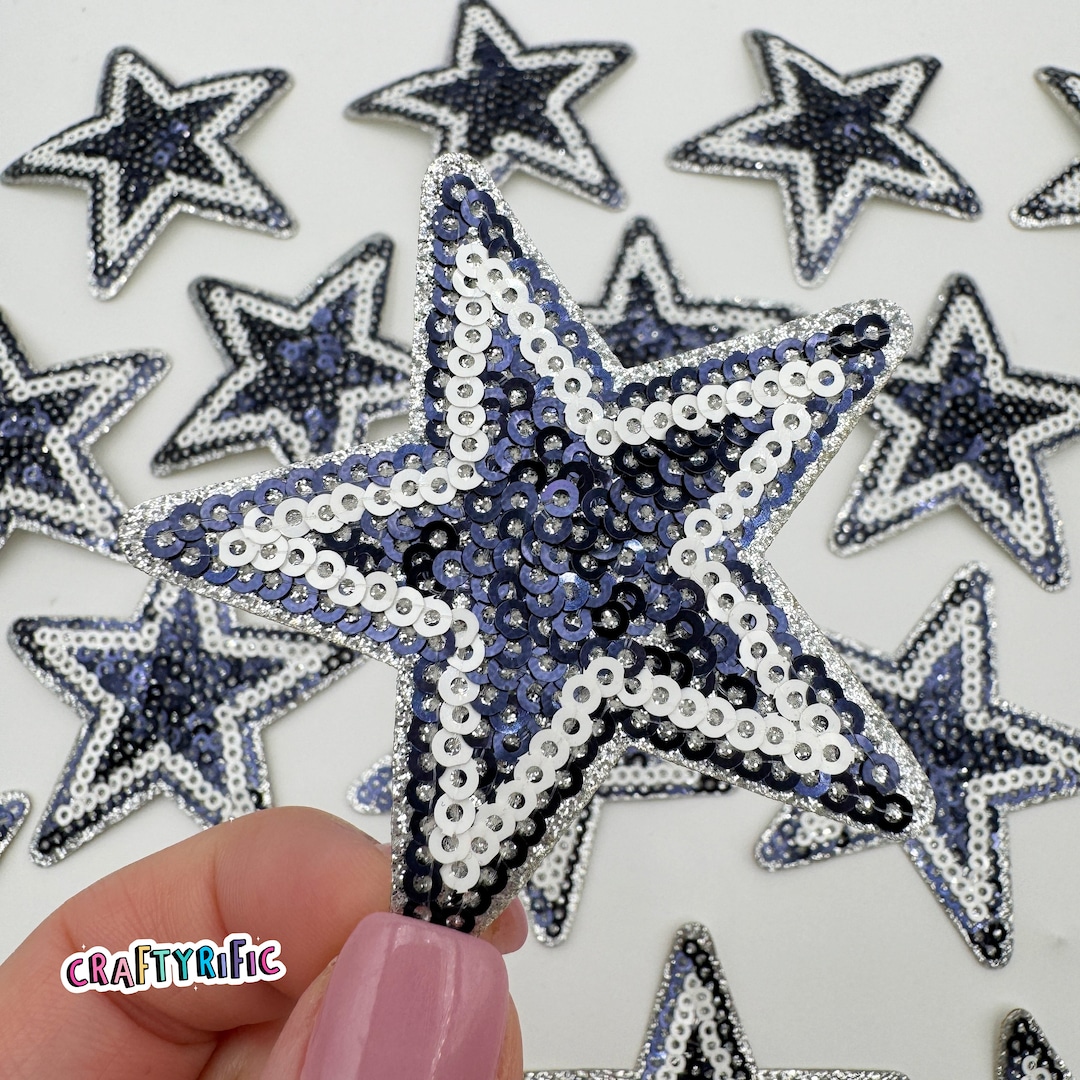 Navy Blue Star Patch, Sequin Star Patch, Trucker Hat Patch, Patch for Hat, DIY Patch, Glitter ...