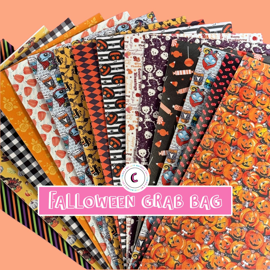 Halloween Mystery Pack, 10 Sheets Faux Leather Grab Bag, Halloween and ...