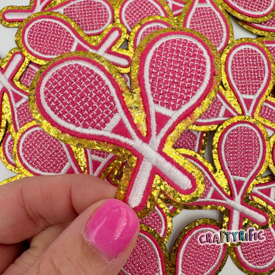 Pink Tennis Racket Patch, Trucker Hat Patch, Tennis Patch, Patch for ...