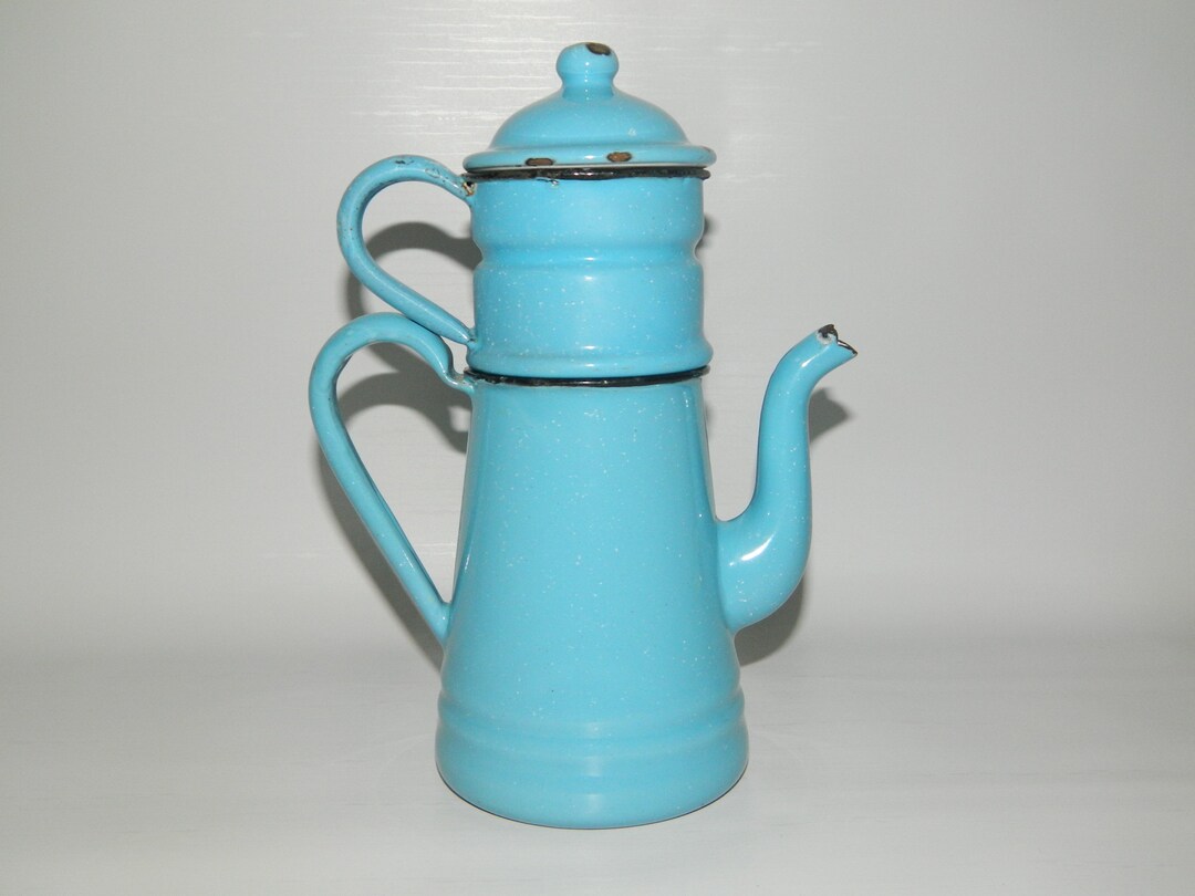 Vintage French Enamel Biggin Coffee Pot - Etsy
