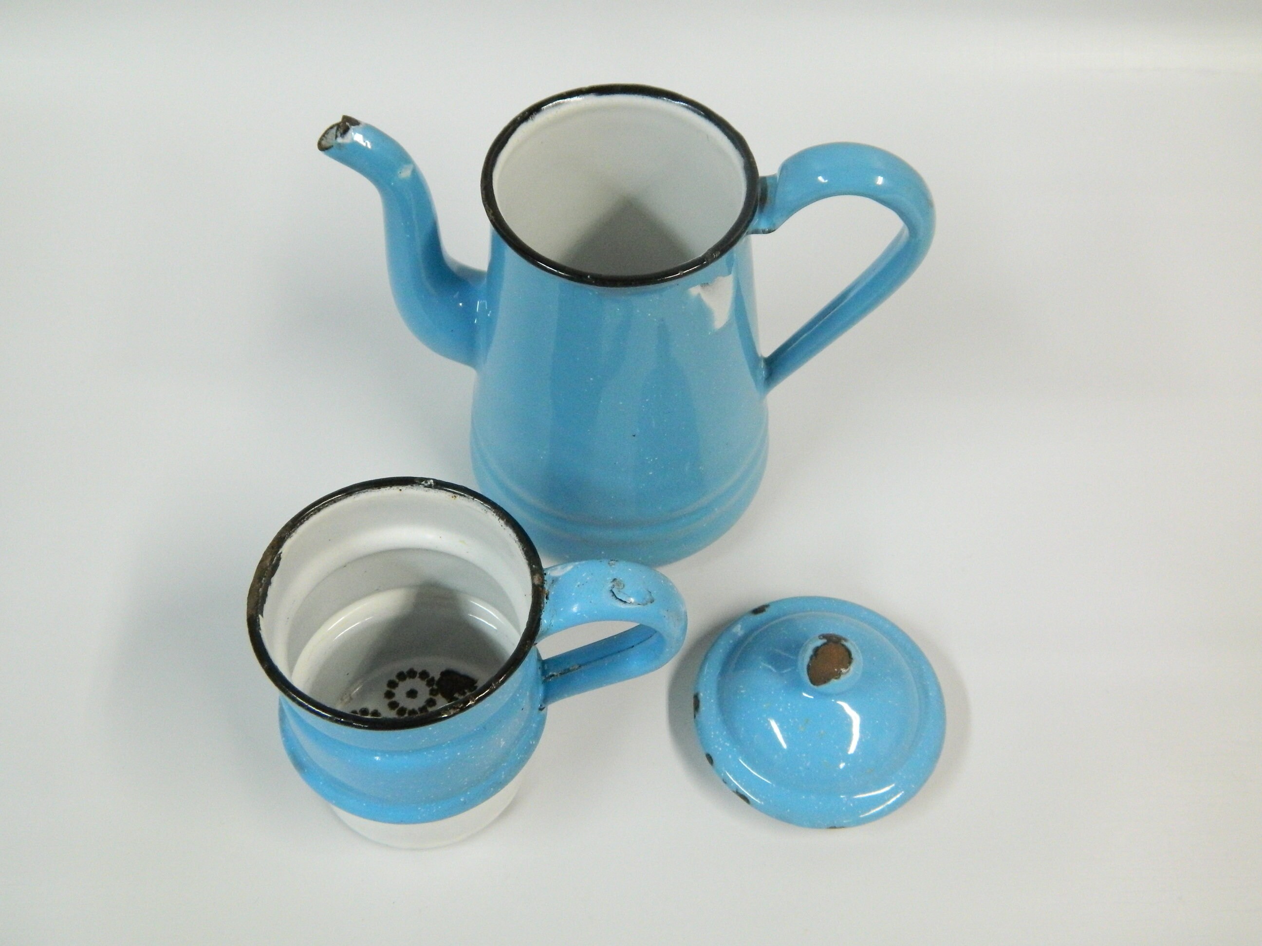 Vintage French Enamel Biggin Coffee Pot - Etsy