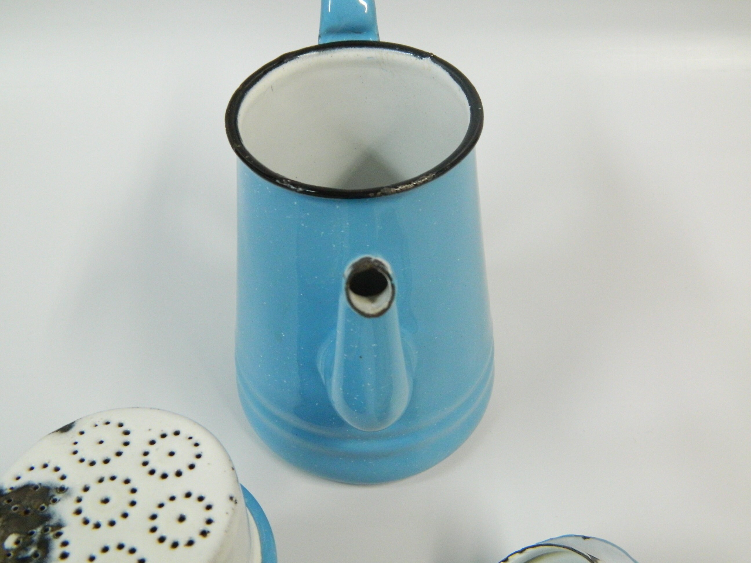 Vintage French Enamel Biggin Coffee Pot - Etsy