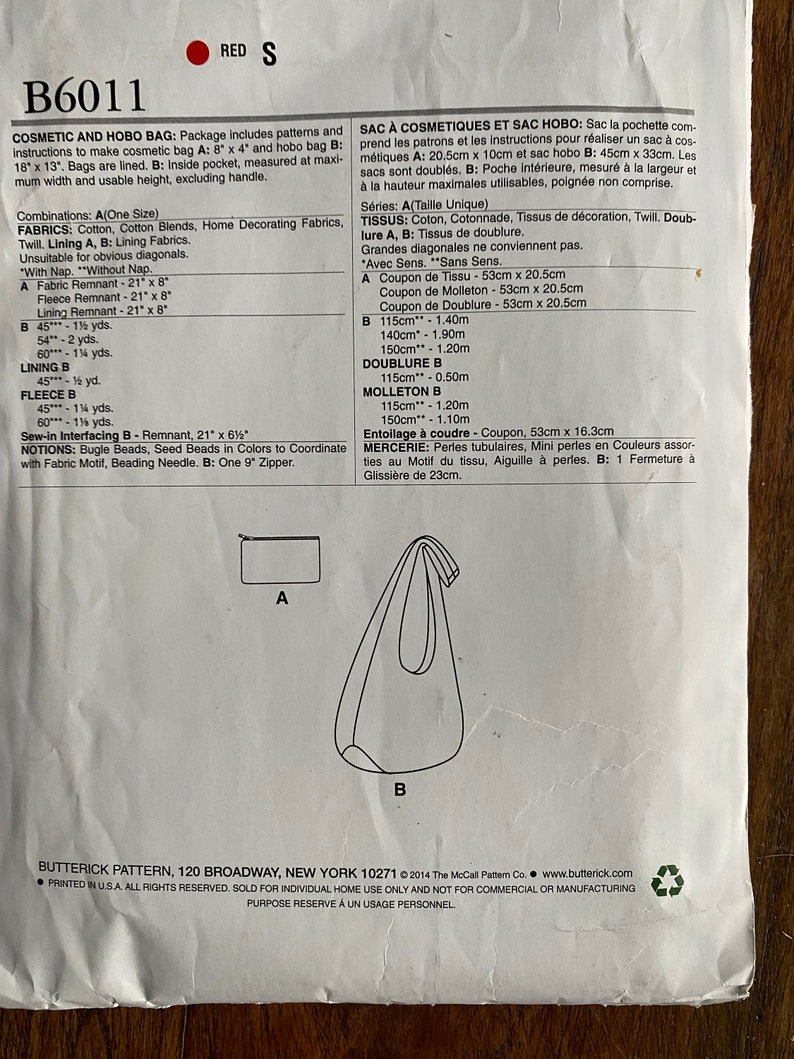 Butterick Pattern B6011 Bag Pattern Bag Sewing Pattern Boho - Etsy