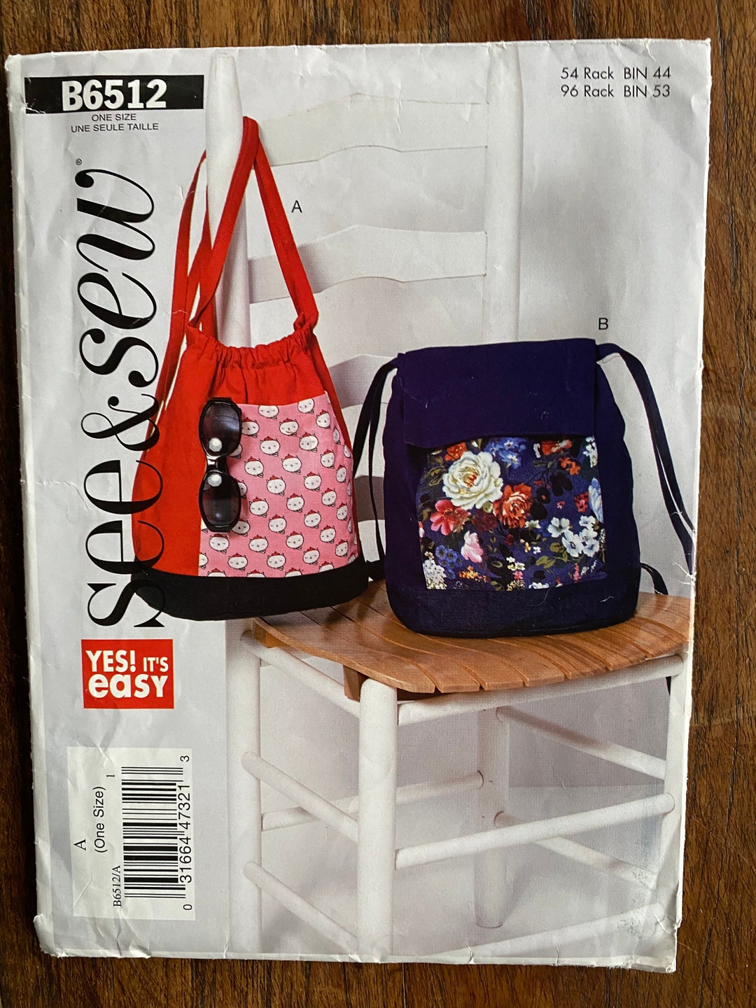 Butterick Bag Pattern B6512, Bag Sewing Pattern, Bag Pattern, Bag ...
