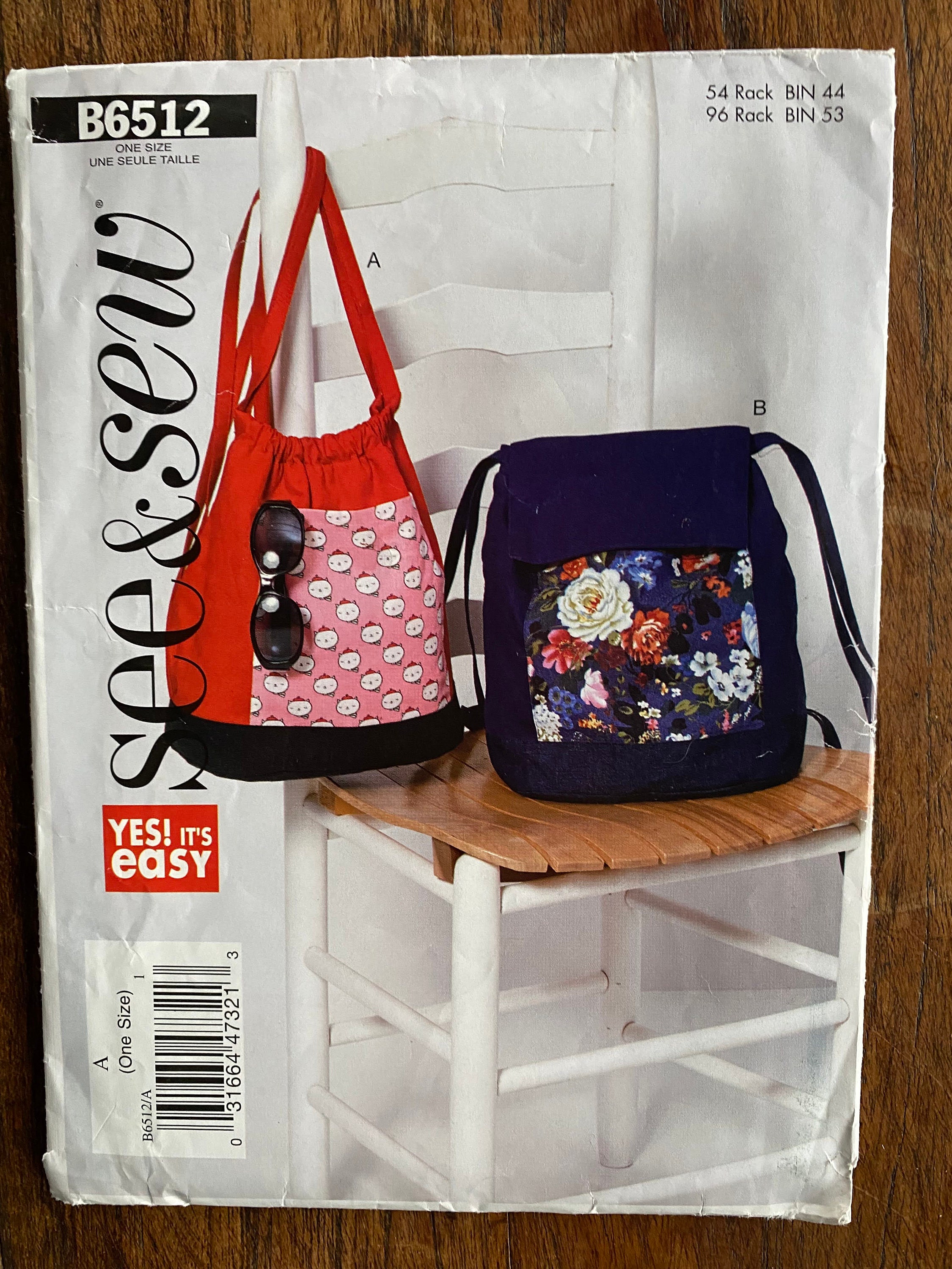 Butterick Bag Pattern B6512, Bag Sewing Pattern, Bag Pattern, Bag ...