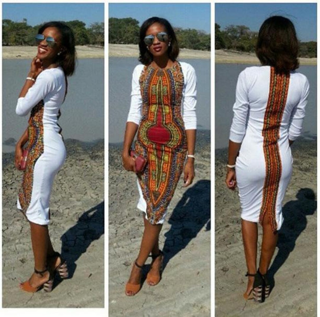 Dashiki Print Dress, Adinkra Style Dashiki Dress, African Women's Dress ...