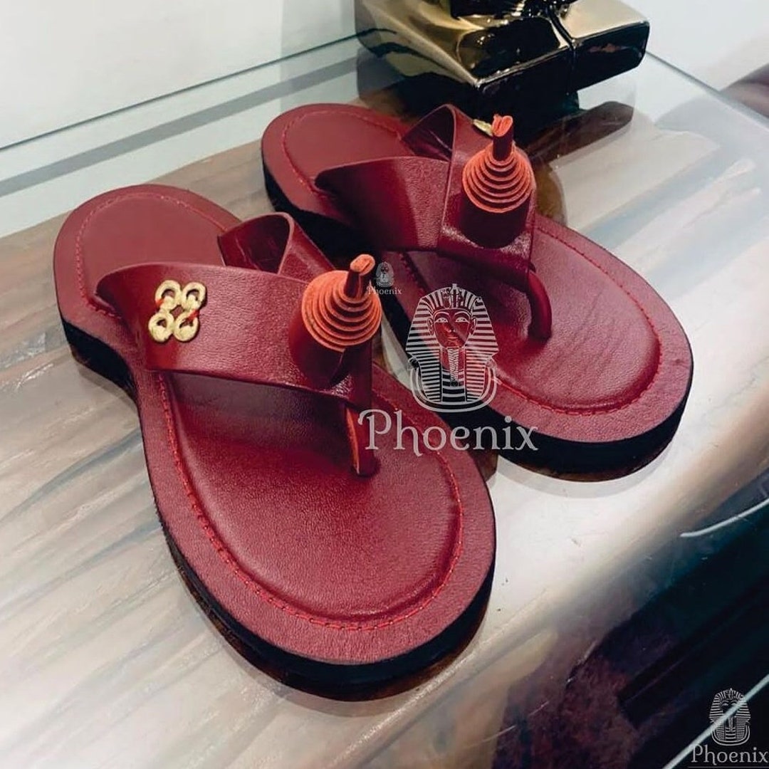 Ahenema Slippers African Slippers Leather Slippers Cross - Etsy