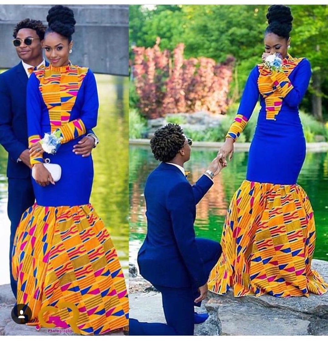 African Kente Long Dress, African Women's Dress, Dashiki Prom Dress ...