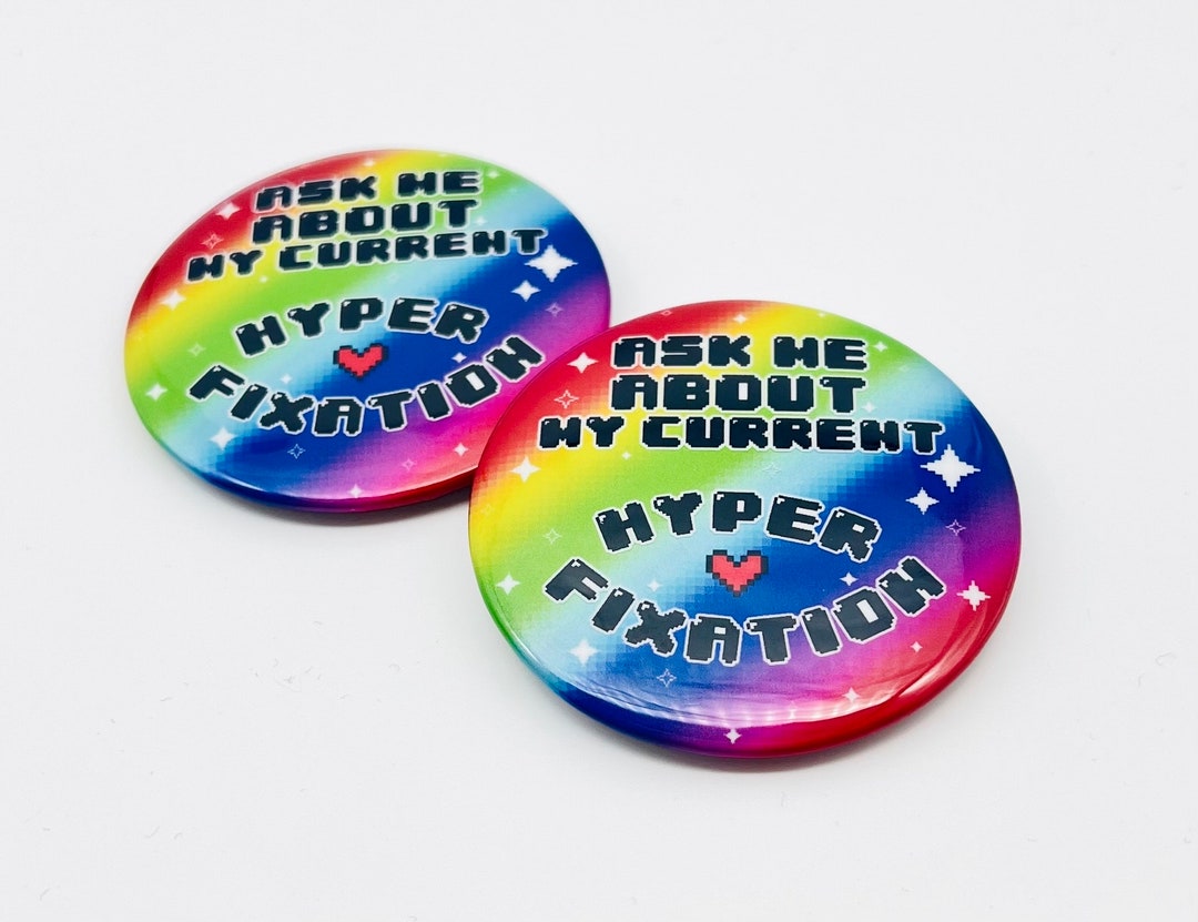 Ask Me About My Current Hyperfixation Holographic Badge - Etsy
