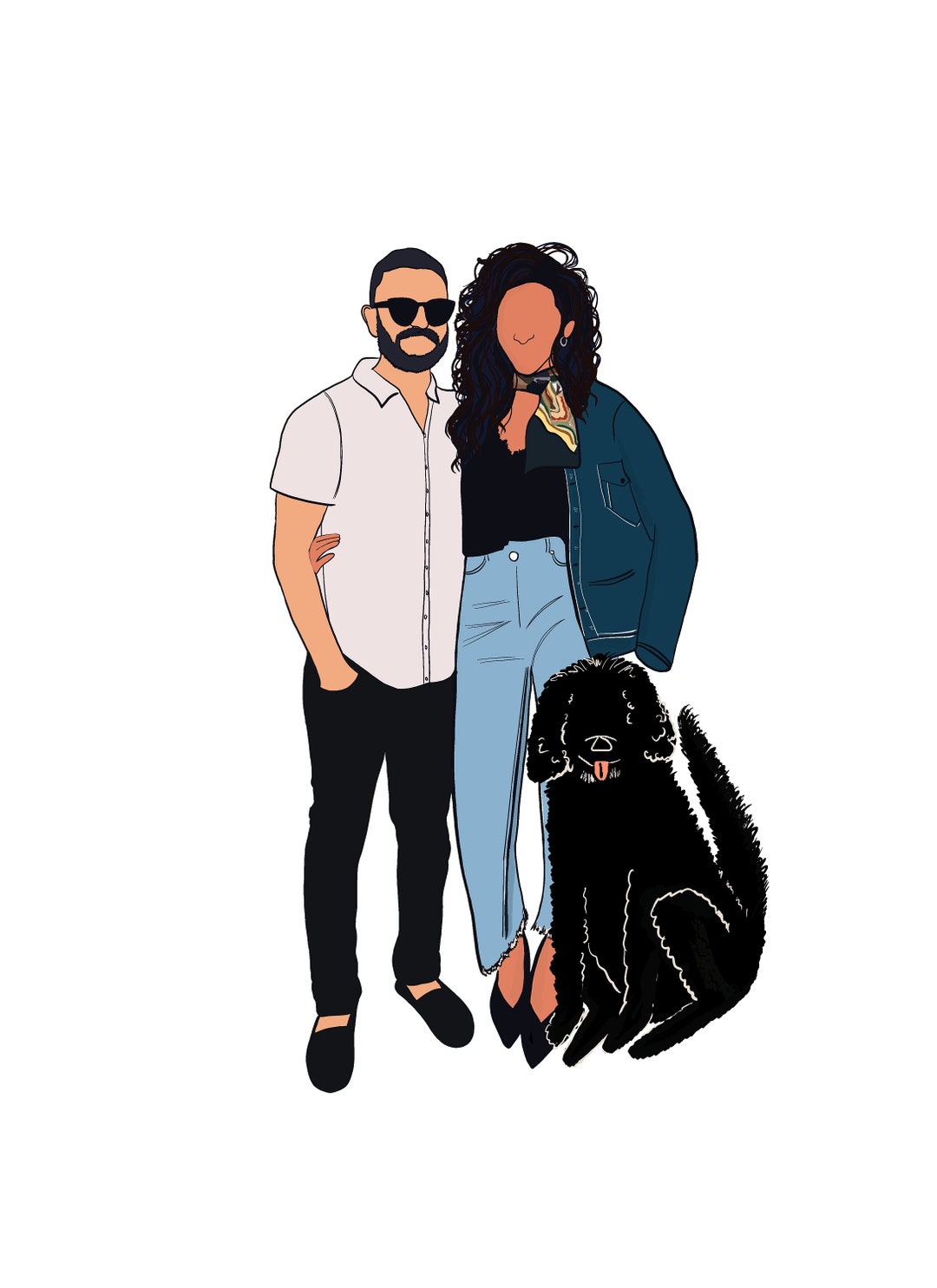 Faceless Minimalist Couples Portrait Gifts for Birthday - Etsy