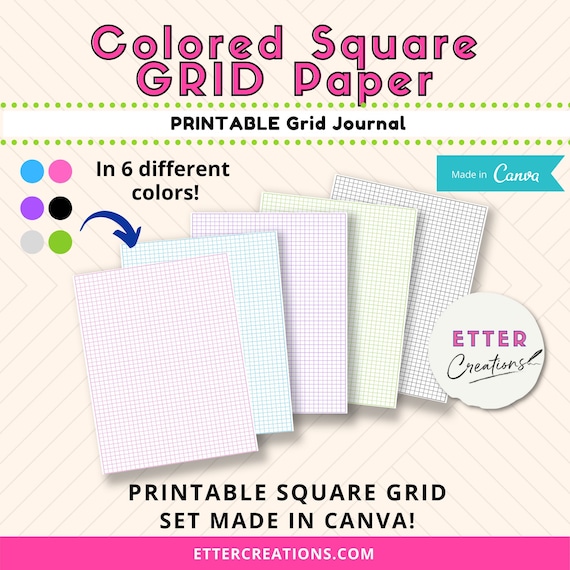 Printable Graph Paper Square Grid Bullet Journal Canva | Etsy